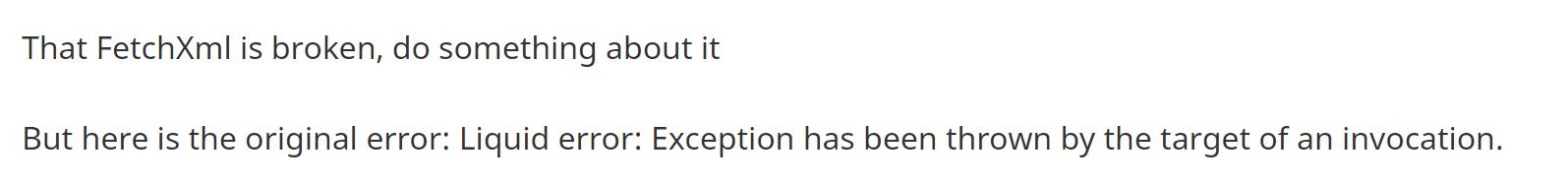 Power pages adventures – Liquid error: Exception has been thrown by the ...